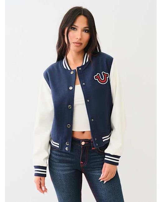 True Religion True Team Varsity Jacket in Red | Lyst
