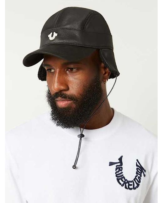 True Religion Faux Shearling Trim Hat in Black for Men | Lyst
