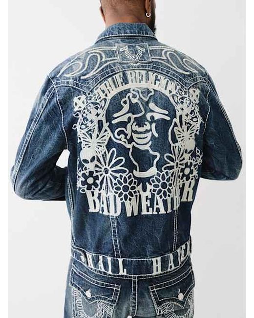 True Religion Bw X Tr Big T Flame Trucker Jacket in Red for Men | Lyst