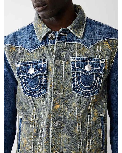 TRUE RELIGION Jimmy Super T Buddha Camo Jacket in Blue for Men | Lyst