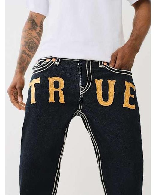 True Religion Ricky Rope Stitch Western Straight Jean in Blue for Men ...