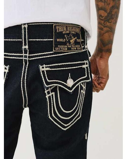 True Religion Ricky Rope Stitch Western Straight Jean in Blue for Men ...