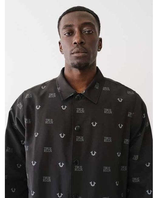 True Religion Horseshoe Windbreaker Jacket in Black for Men | Lyst