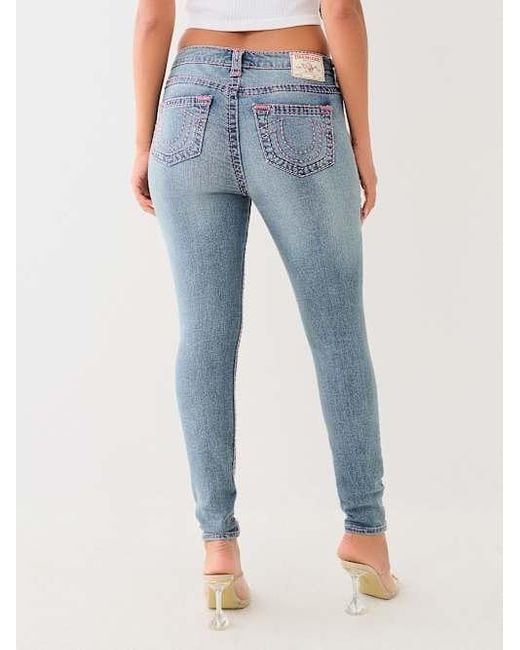 True Religion Jennie Pick Super T Stitch Skinny Jean in Blue | Lyst