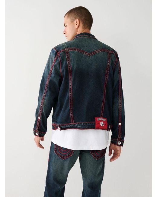 True Religion Jimmy Rope Stitch Denim Jacket in Blue | Lyst