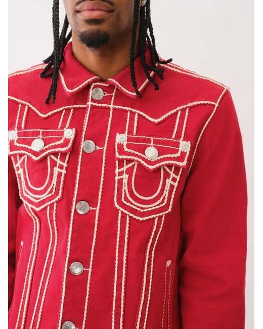 True Religion Jimmy Rope Stitch Jacket in Red for Men | Lyst