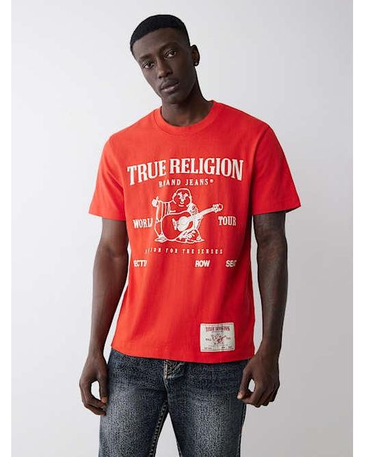 True Religion World Tour Graphic Heavyweight T-shirt in Red for Men | Lyst