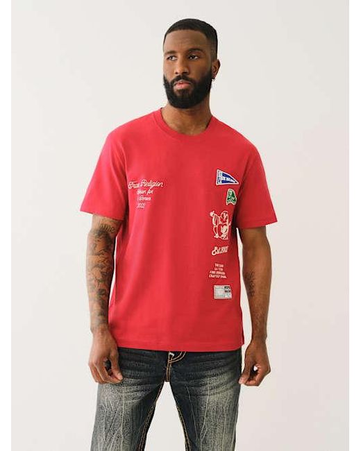 True Religion Heavyweight Collegiate Logo T-shirt in Red for Men | Lyst