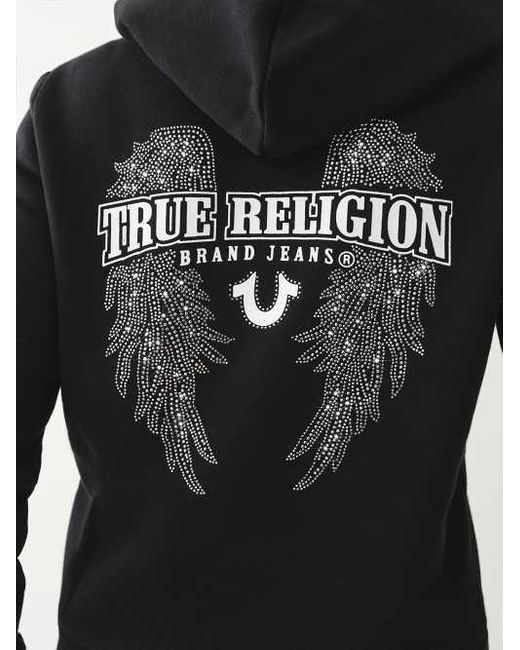 TRUE RELIGION Crystal Wing Zip Hoodie in Pink | Lyst