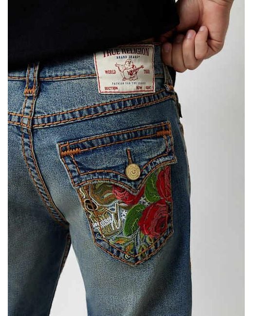 True Religion Ricky Super T Embroidered Straight Jean in Blue | Lyst