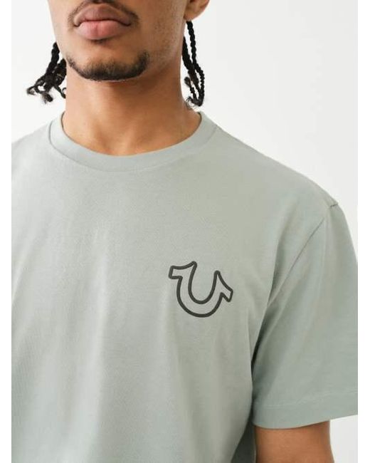 True Religion Logo Overseam Puff T Tee in Gray for Men | Lyst