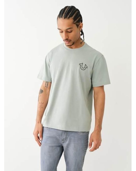True Religion Logo Overseam Puff T Tee in Gray for Men | Lyst