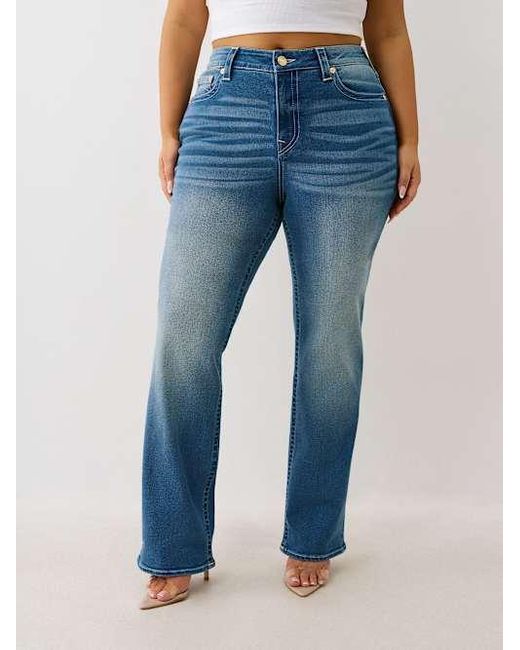 True Religion Plus Billie Mid Rise Buddha Pocket Straight Jean in Blue ...