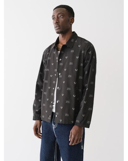True Religion Horseshoe Windbreaker Jacket in Black for Men | Lyst