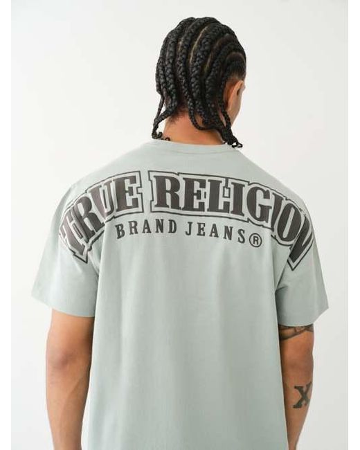 True Religion Logo Overseam Puff T Tee in Gray for Men | Lyst