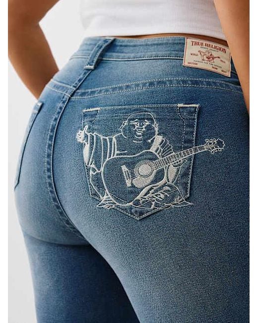 True Religion Plus Billie Mid Rise Buddha Pocket Straight Jean in Blue ...