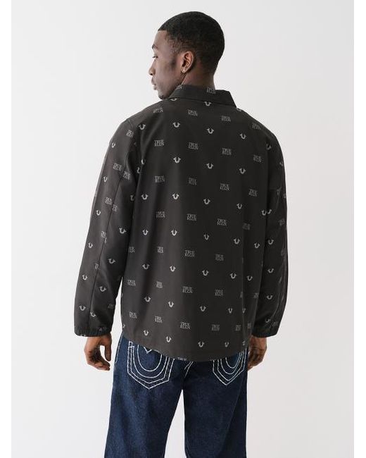 True Religion Horseshoe Windbreaker Jacket in Black for Men | Lyst