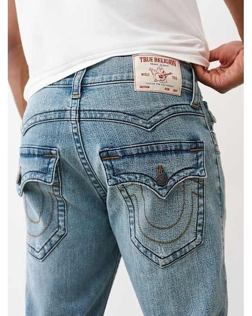 TRUE RELIGION Ricky Straight Western Yoke Jean 34" in Blue for Men | Lyst