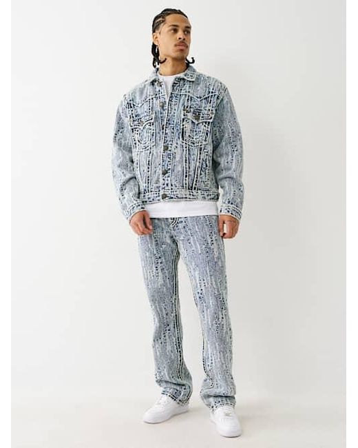 True Religion Ultra Distressed Rope Stitch Trucker Jacket in Blue for ...