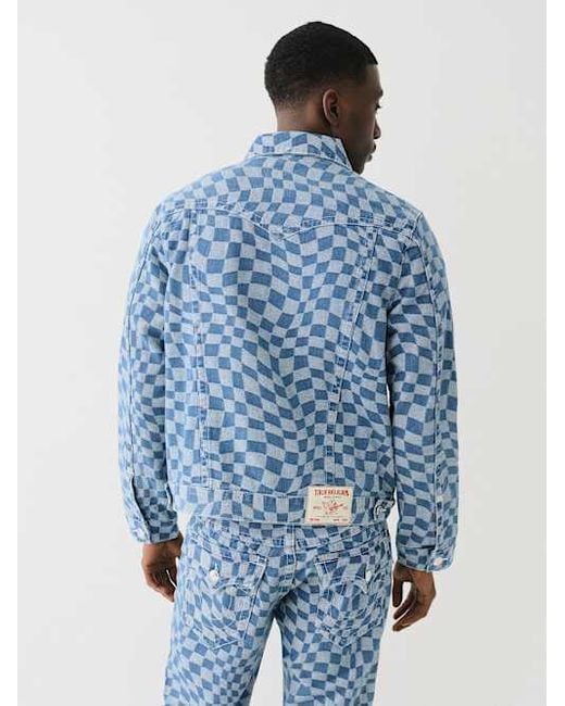 True Religion Jimmy Wavy Checkered Jacket in Blue for Men | Lyst