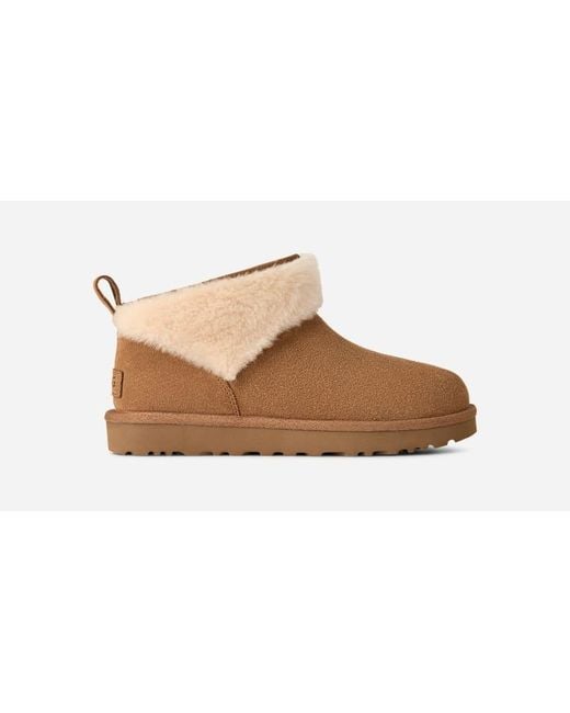 UGG Classic Ultra Mini Snugscape Suede Classic Boots in Black | Lyst