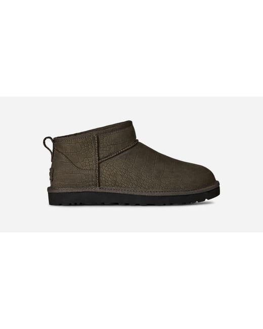 UGG Classic Ultra Mini Embossed Sheepskin Classic Boots in Black for ...