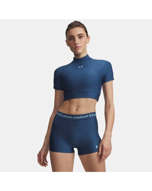 Under Armour Heatgear Crop Mock Short Sleeve Wham Haze in Blue | Lyst UK