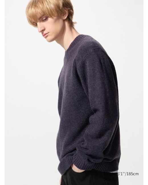 Uniqlo Soufflé Yarn Crew Neck Jumper in Blue for Men | Lyst UK