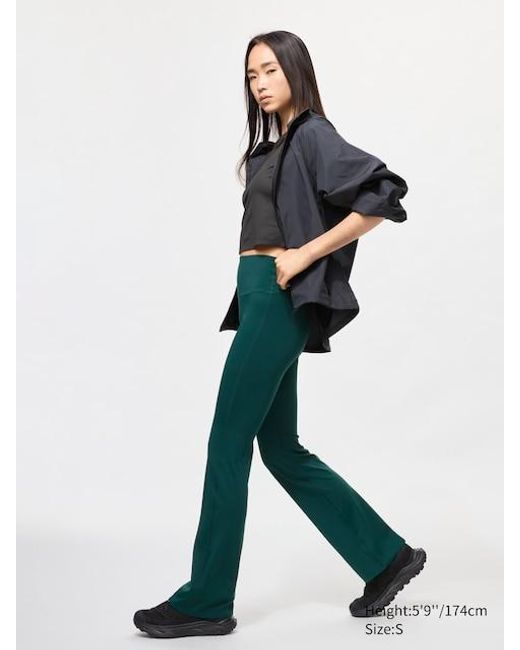 Uniqlo Airism Soft Flare Leggings in Green | Lyst UK