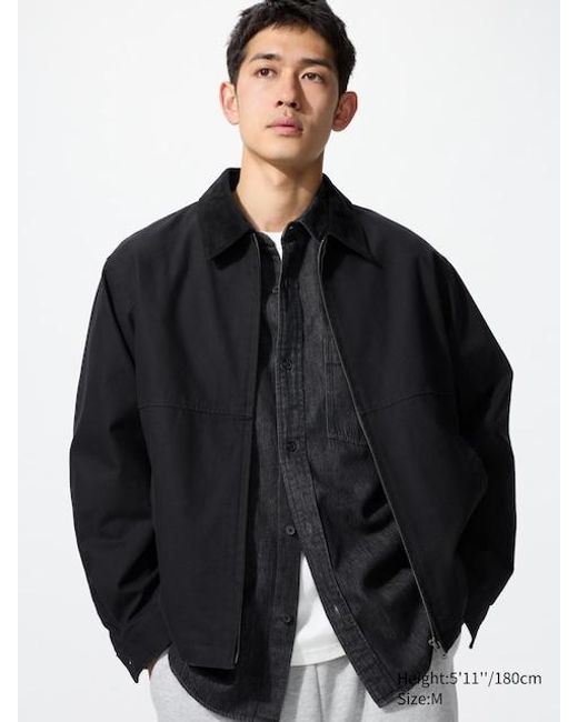 Uniqlo Zip-Up Short Blouson in Black for Men | Lyst UK