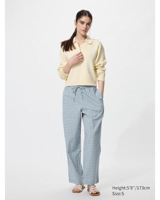 Uniqlo Easy Trousers (Check) in Blue | Lyst UK