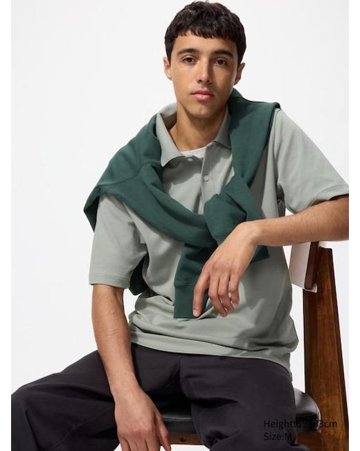Uniqlo Airism Cotton Piqué Polo Shirt in Green for Men | Lyst UK