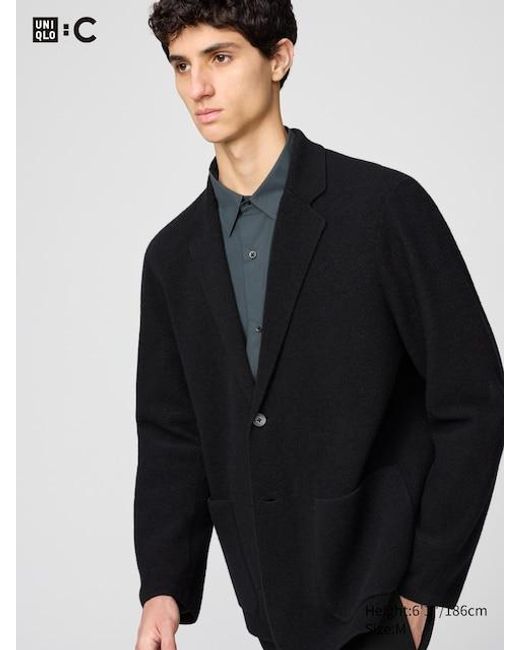 Uniqlo Knit Jacket in Blue for Men | Lyst UK