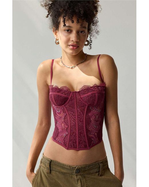 Out From Under Modern Love Push Up Corset in Red | Lyst UK