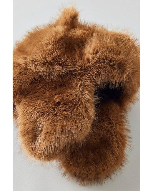 Urban Outfitters Faux Fur Teddy Trapper Hat in Brown | Lyst