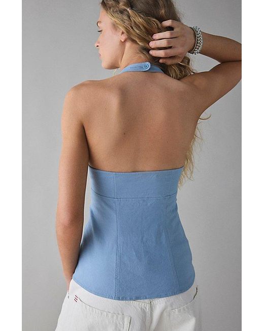 Urban Outfitters Uo Sari Seamed Linen-Blend Halter Vest Top Jacket in ...