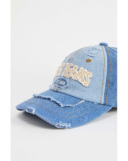 BDG Distressed Applique Logo Cap in Blue | Lyst UK