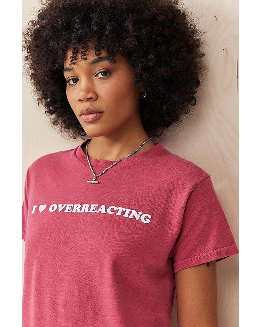 Urban Outfitters Uo Overreacting Slogan Tee in Red | Lyst