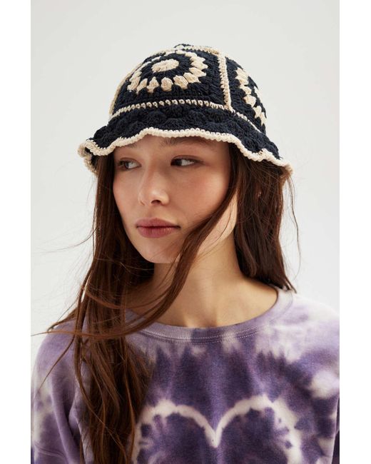 Urban Outfitters Bella Crochet Bucket Hat In Blue Lyst