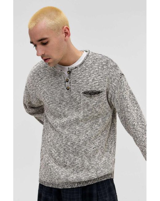 Ayker Grey Marl Henley Knit Jumper in Grey for Men | Lyst UK