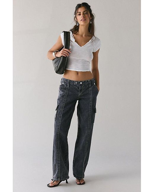 True Religion Natalie Big T Low-Rise Relaxed Cargo Jean | Lyst
