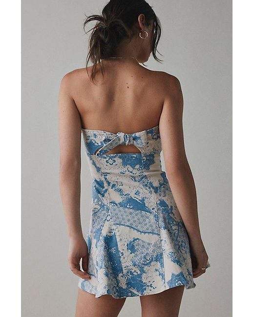 Urban Outfitters Uo Angelique Fit-And-Flare Strapless Denim Mini Dress ...