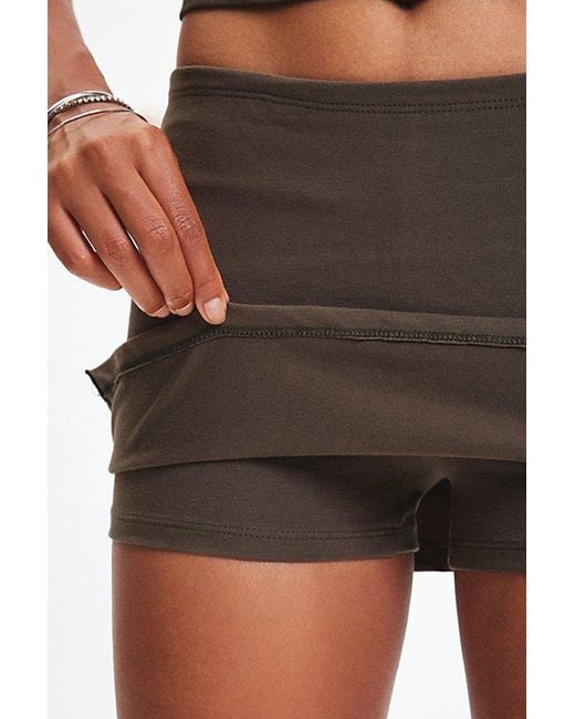 Out From Under Bec Low-Rise Micro Mini Skort in Brown | Lyst