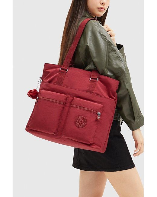 Kipling India Cargo Nylon Tote Bag in Red | Lyst