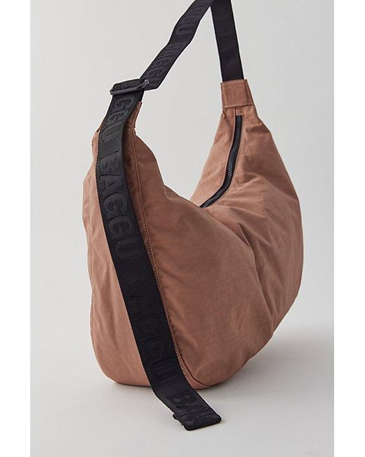 BAGGU Large Nylon Crescent Bag in Brown | Lyst