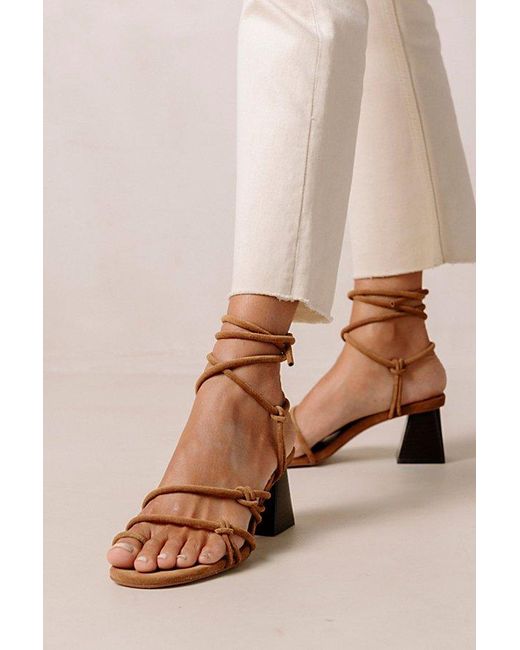 Alohas Goldie Suede Wrap Heel in Natural | Lyst