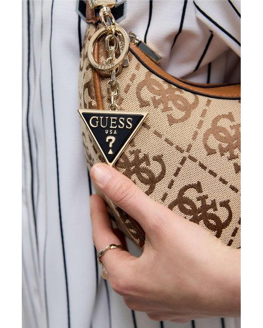 Guess Triangle Keyring in Natural | Lyst UK