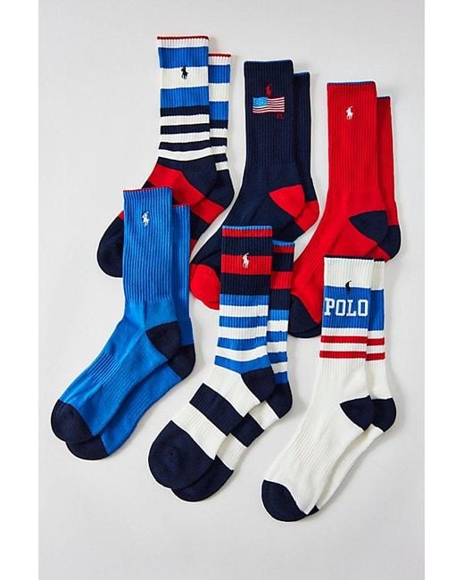 Polo Ralph Lauren Usa Crew Sock 6-Pack in Blue for Men | Lyst