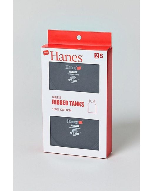 Hanes Uo Exclusive Ribbed Tank Top 2-Pack in Black for Men | Lyst