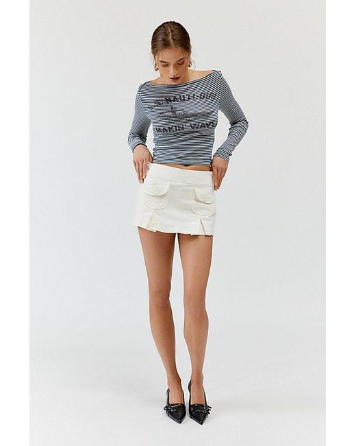 Urban Outfitters Uo Jillian Pleated Micro Mini Skirt in Blue | Lyst